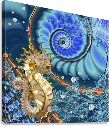 Abstract Seahorse Art "Golden Seahorse" - ZKoriginal